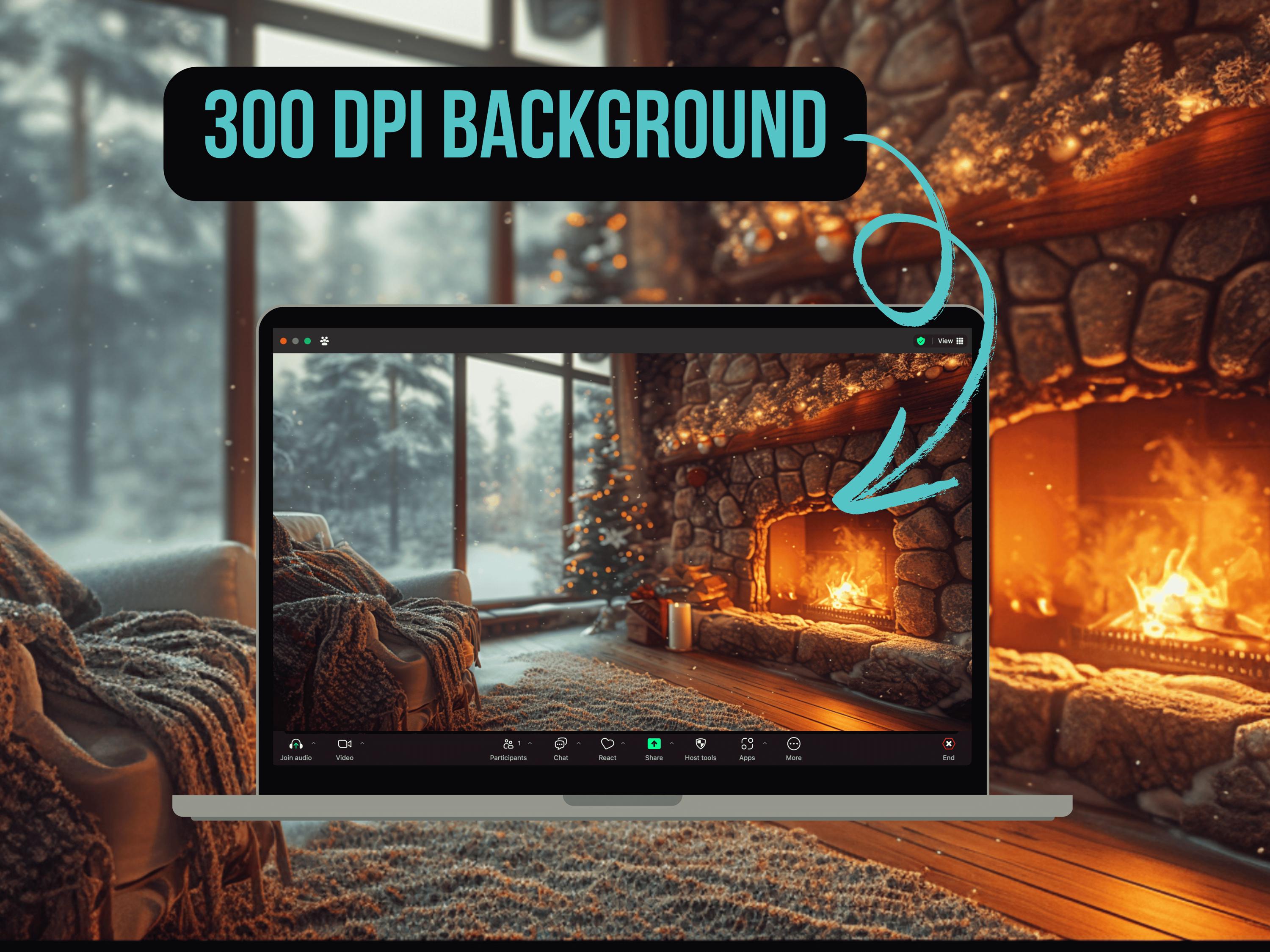 Cozy Winter Cabin Zoom Background With Rustic Fireplace, Snowy Forest ...