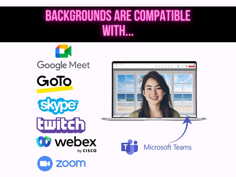 Calming Ocean Office Background: Beach Window Scene, Serene Coastal ...