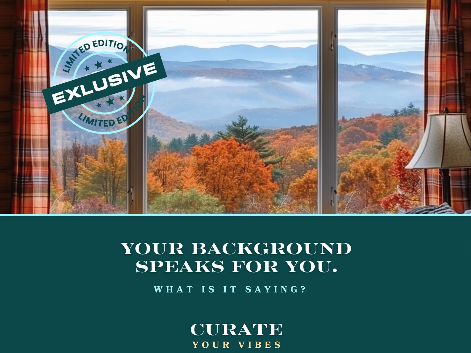 Rustic Cabin Window Zoom Background: Cozy Fall Mountain View (digital ...
