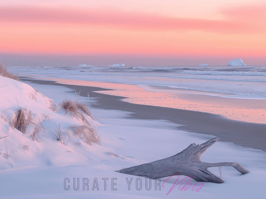 Snow on the Beach Winter Wonderland Zoom Background Cozy Winter ...