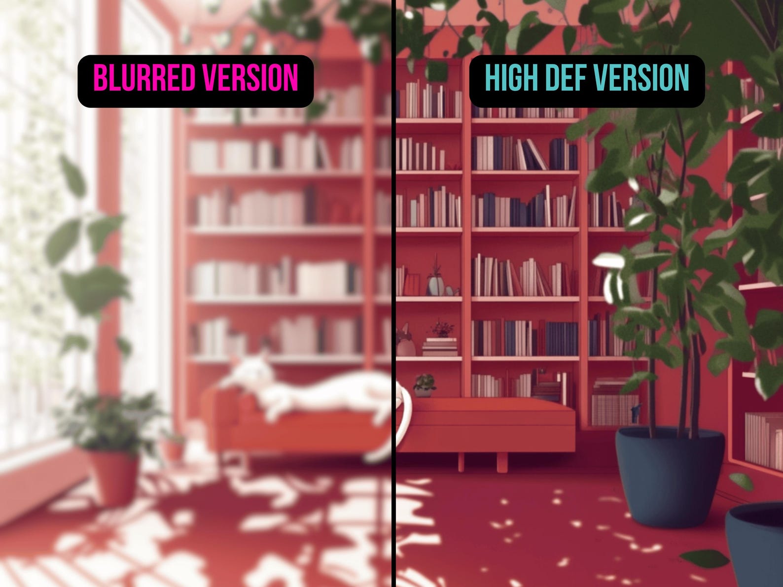 Lofi Library Zoom Background Bookshelf Red Studio Ghibli Inspired Cozy ...