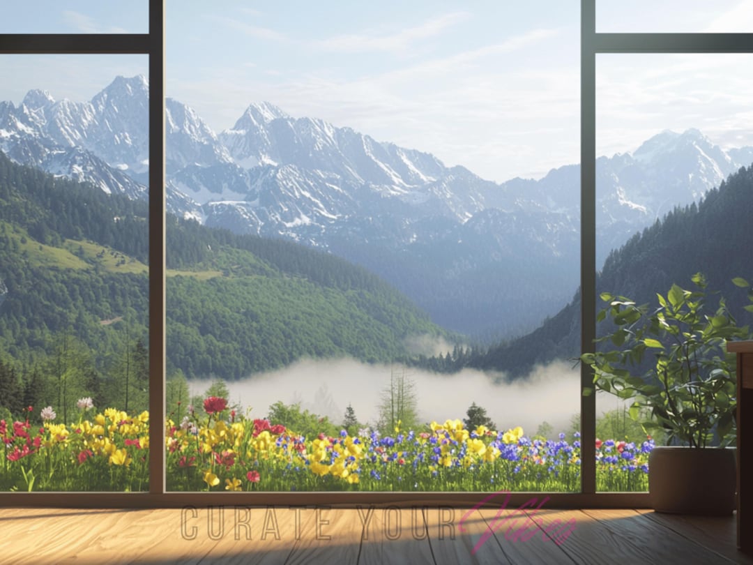 Mountain View Office Virtual Background | Summer Zoom Backdrop ...