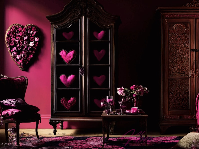 Dark Feminine Aesthetic Zoom Background | Moody Valentine’s Decor Dark ...