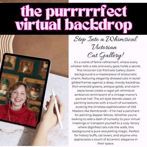 Cat Zoom Background Funny: Cat Portrait Gallery Wall Digital Backdrop ...