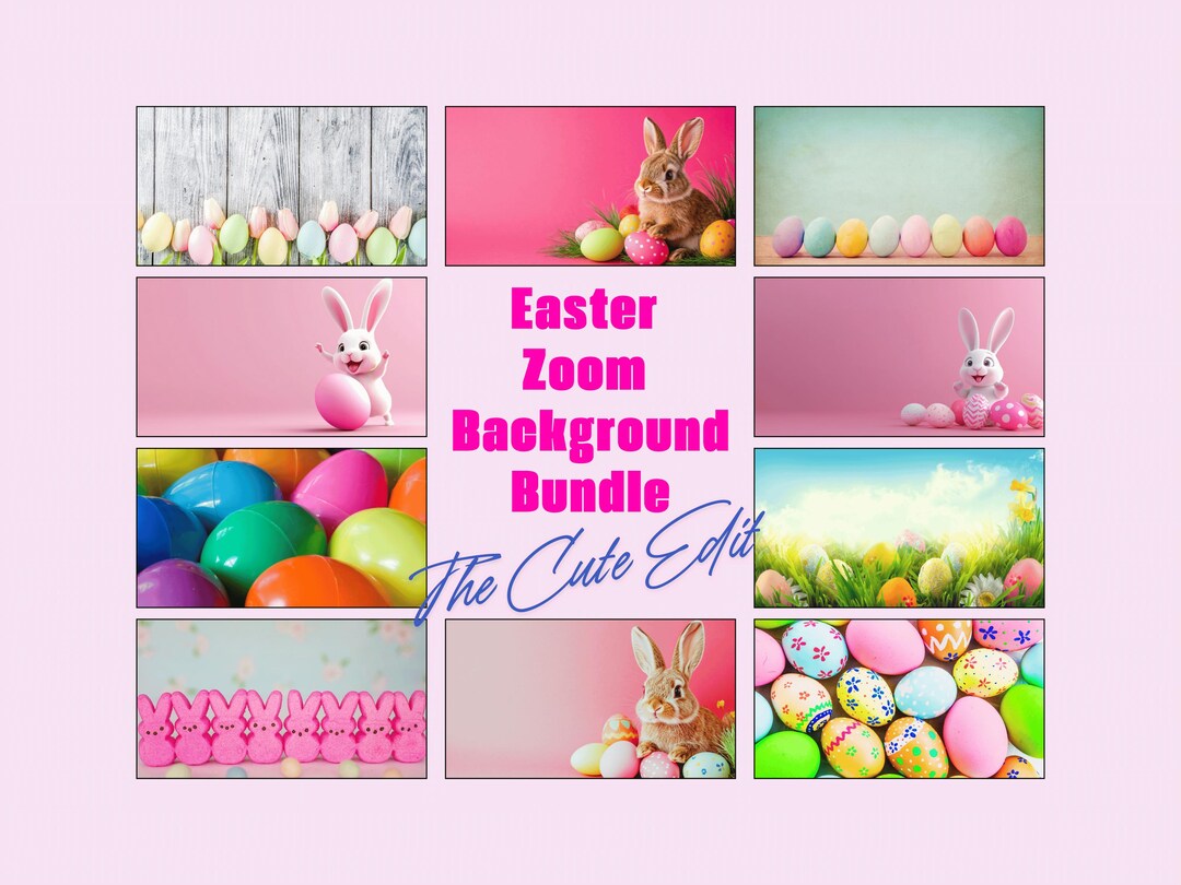 Easter Zoom Background Bundle | Pastel Spring Cute Aesthetic Bunny ...