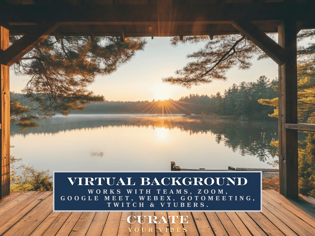 Lake Cabin Mountain View Zoom Background | Rustic Cabin Porch Sunrise ...