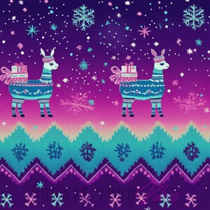 Festive Llama Ugly Christmas Sweater Zoom Background (digital Download ...
