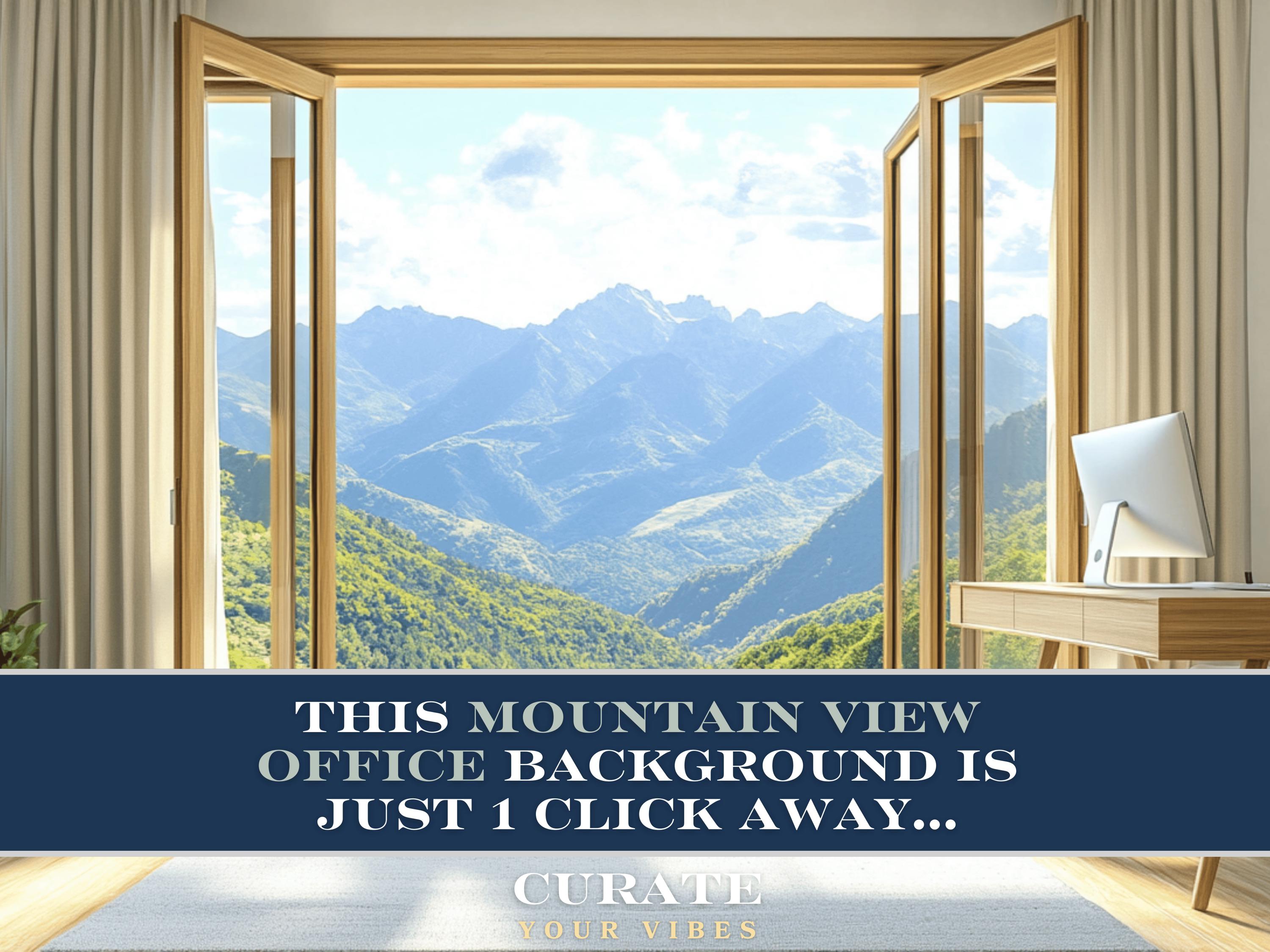 Virtual Background | Light Airy Mountain View Office | Summer Forest ...