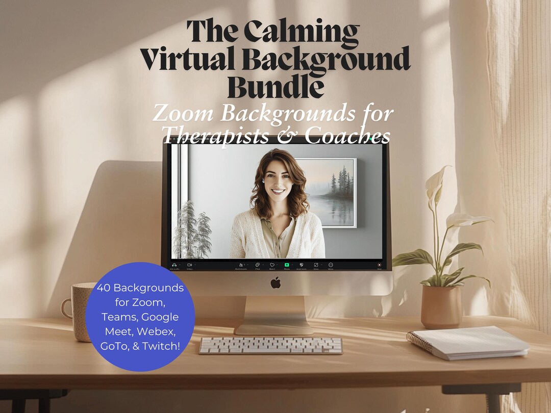 Calming Virtual Background Bundle, 40 Zoom Backgrounds for Teacher ...