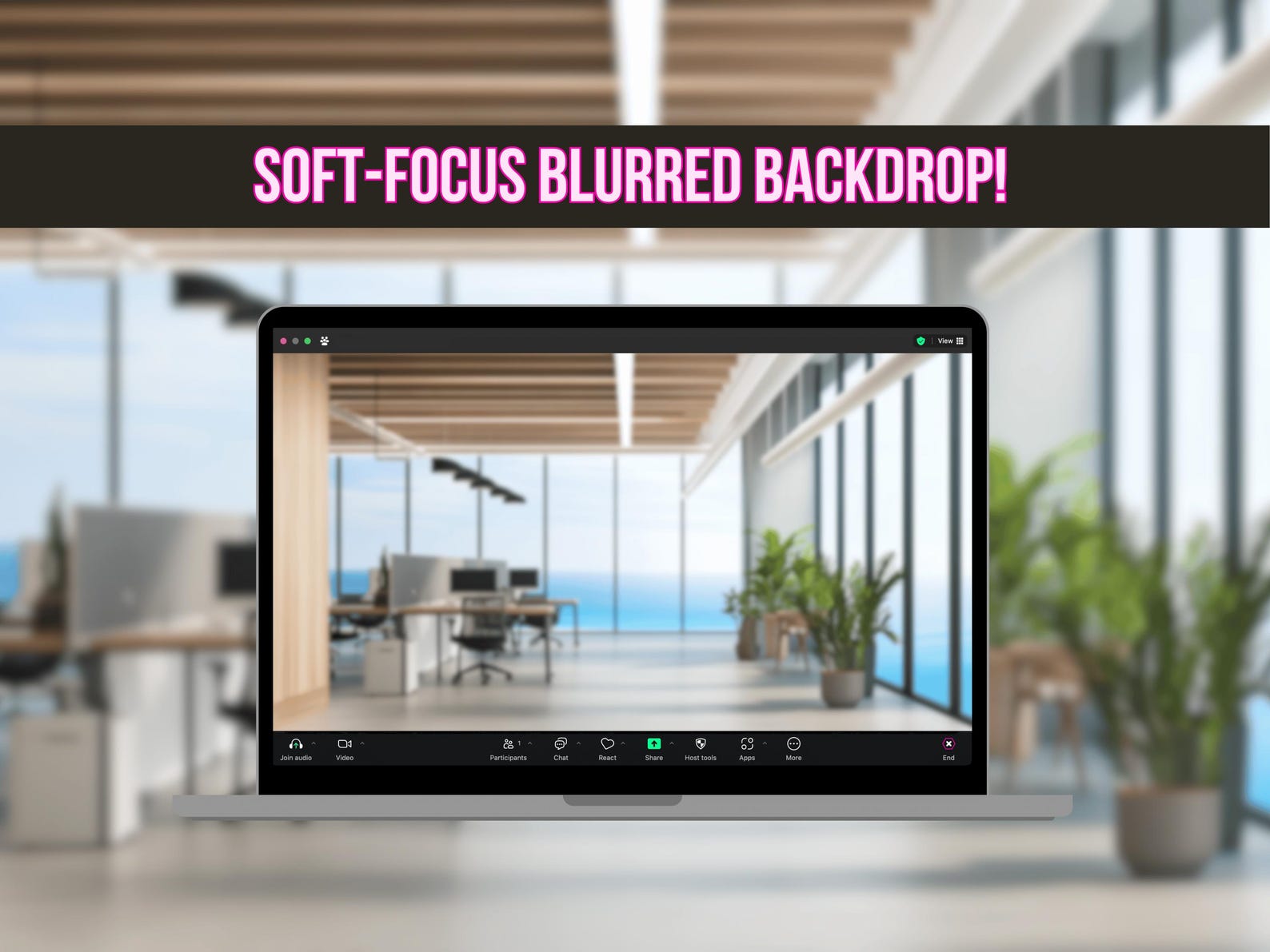 Modern Office Microsoft Teams Background | Ocean View Home Office ...