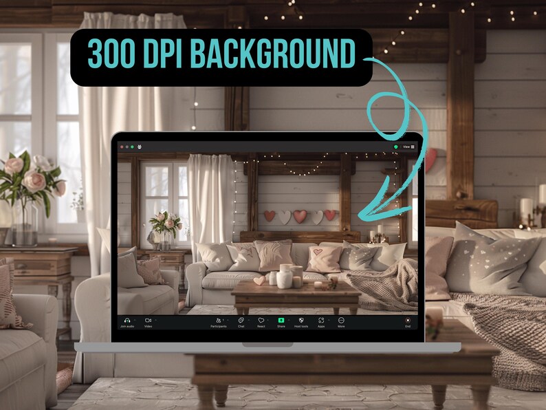 Valentine's Day Zoom Background: Romantic Living Room Decor (instant ...
