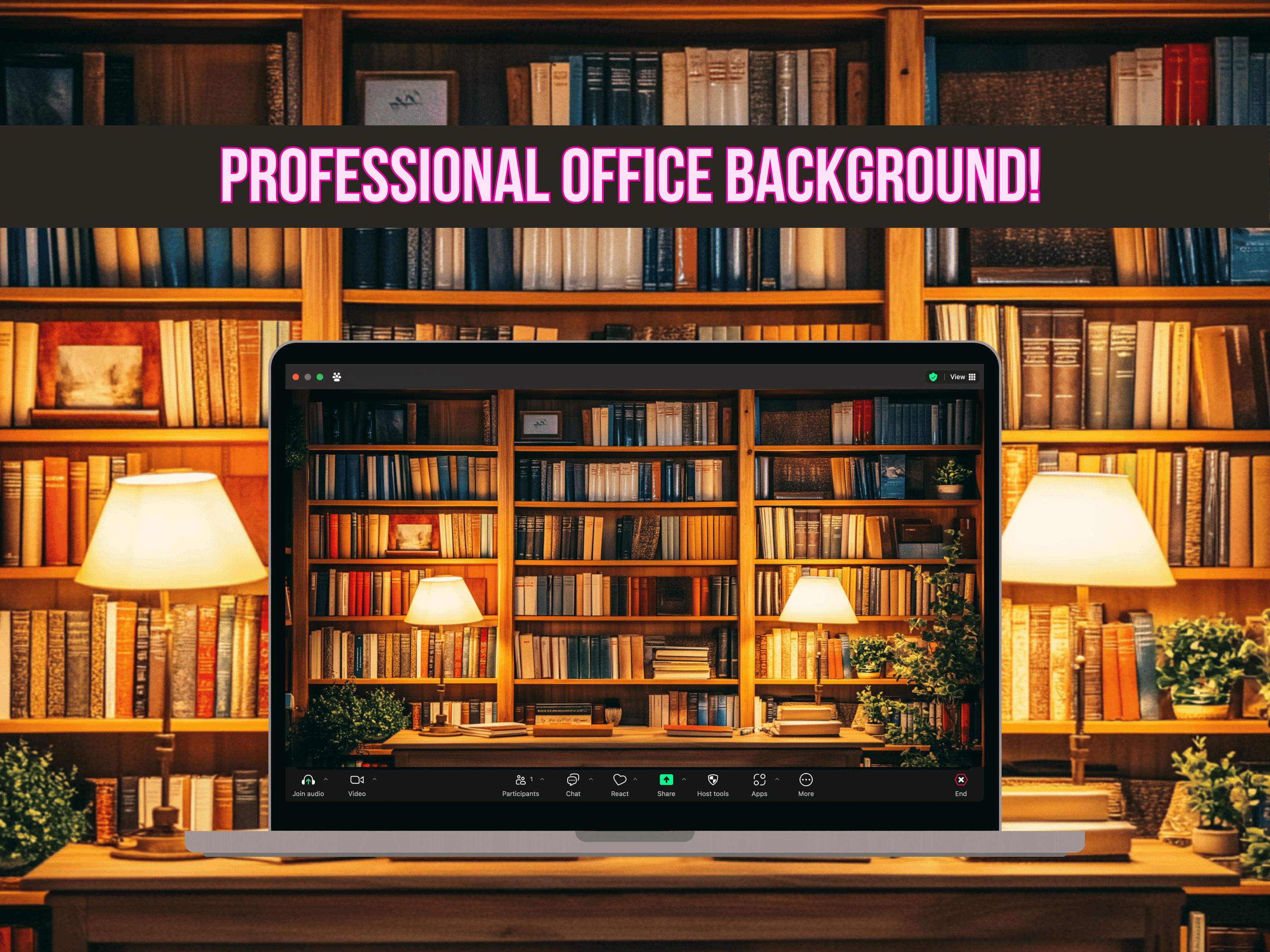 Cozy Library Zoom Background | Grand Millennial Home Office Backdrop ...