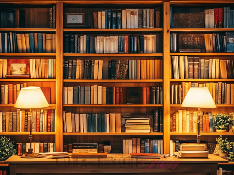 Cozy Library Zoom Background | Grand Millennial Home Office Backdrop ...