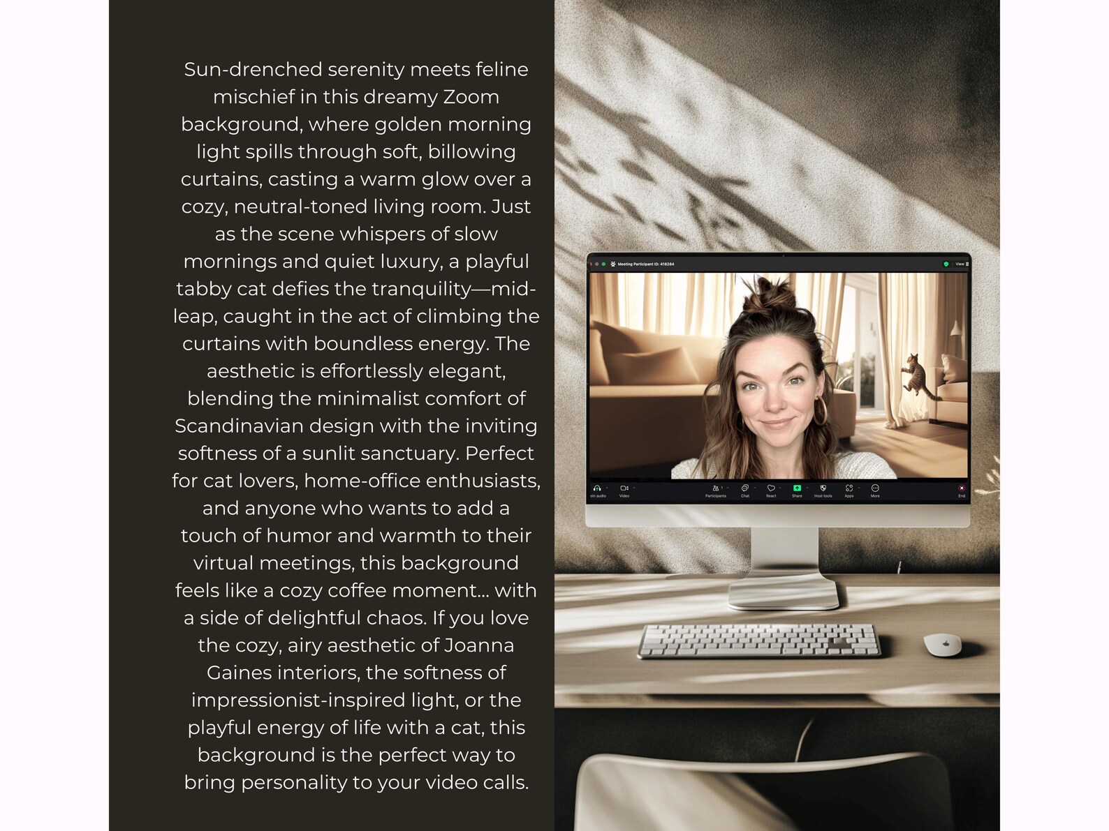 Funny Cat Zoom Background | Cute Home Office Backdrop | Microsoft Teams ...