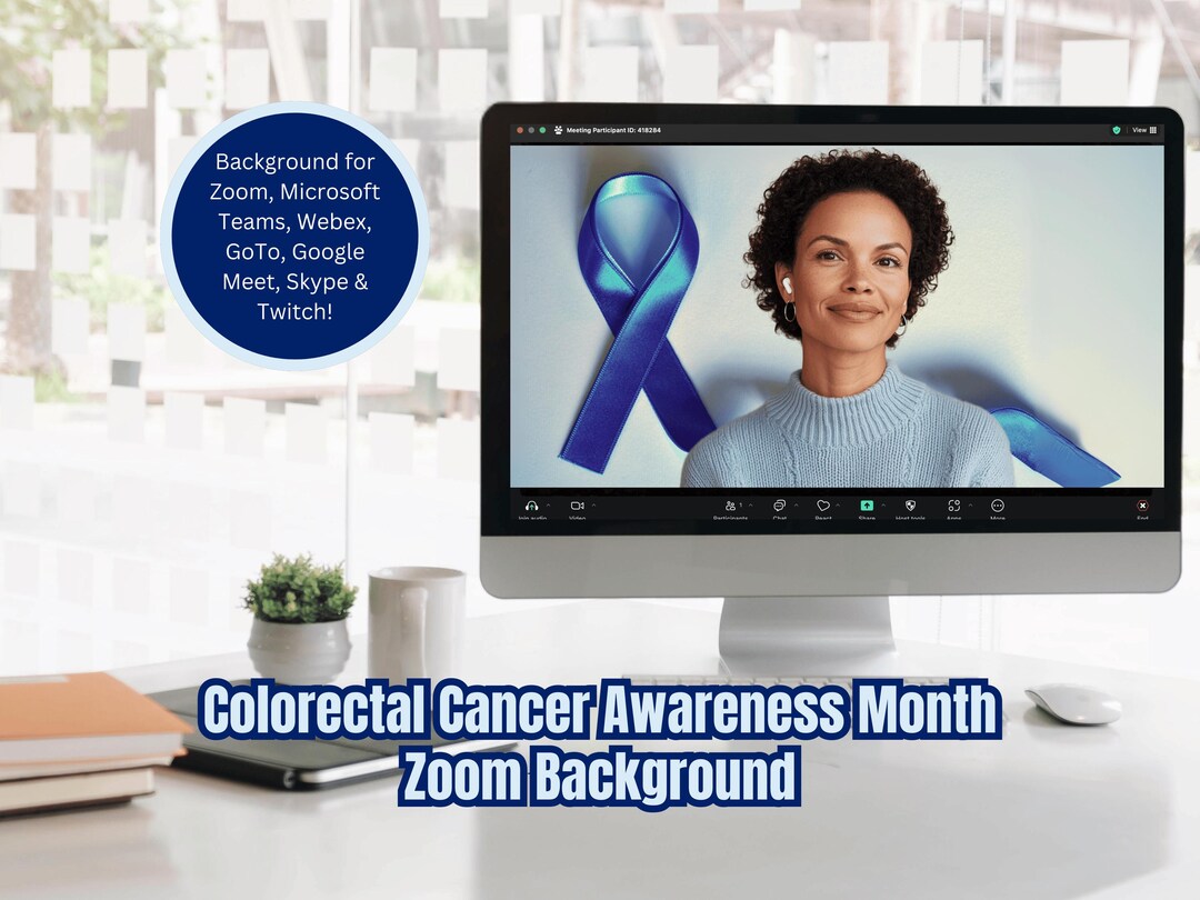 Colorectal Cancer Awareness Month Zoom Background: Blue Awareness ...