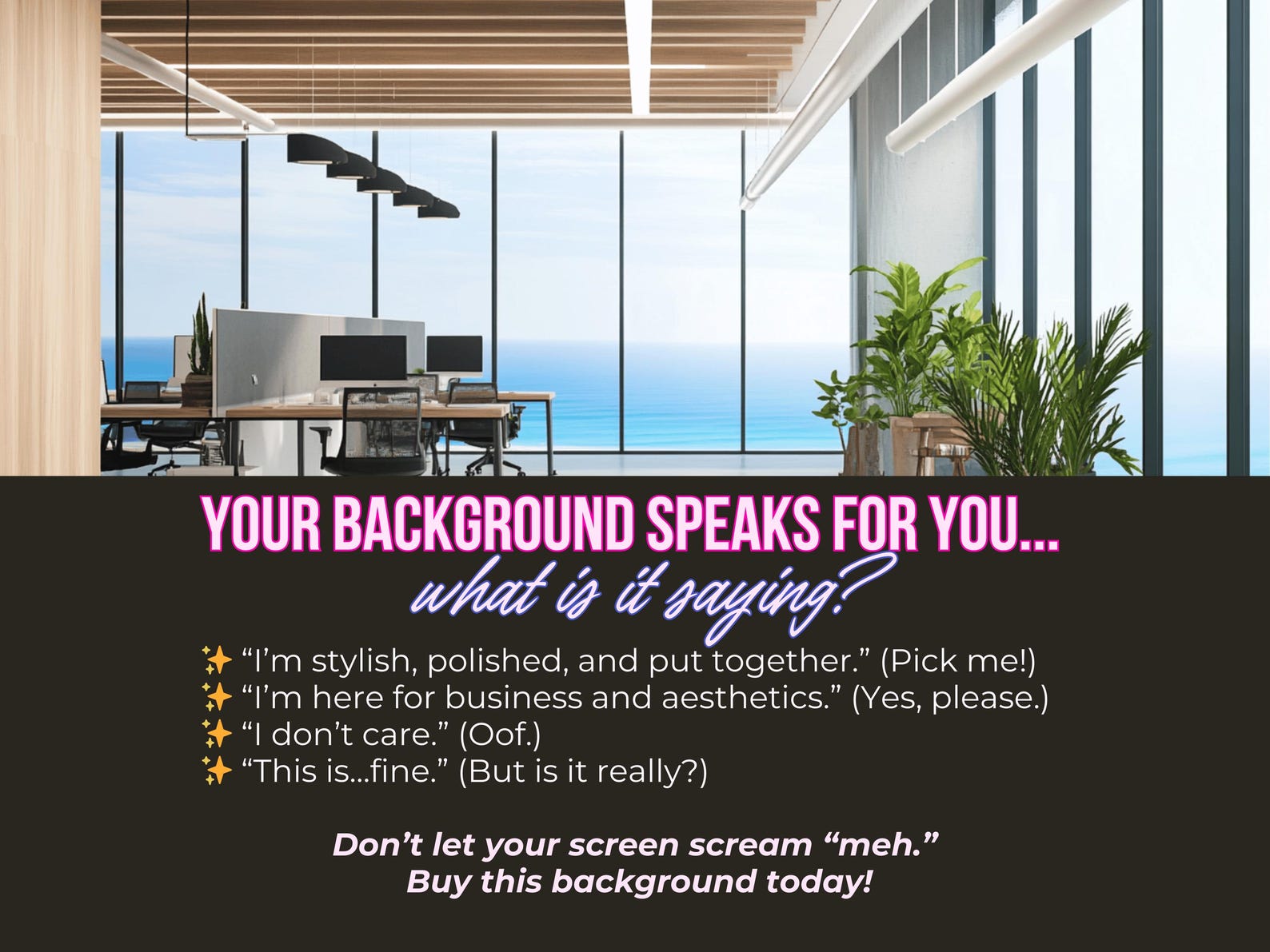 Modern Office Microsoft Teams Background | Ocean View Home Office ...