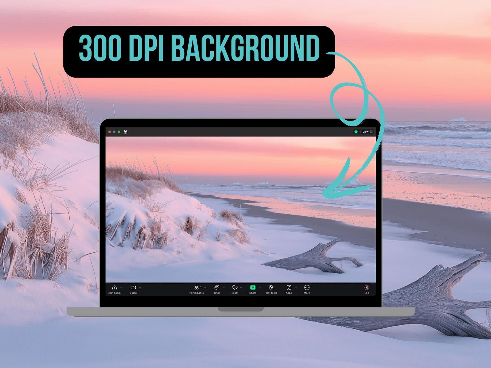 Snow on the Beach Winter Wonderland Zoom Background Cozy Winter ...