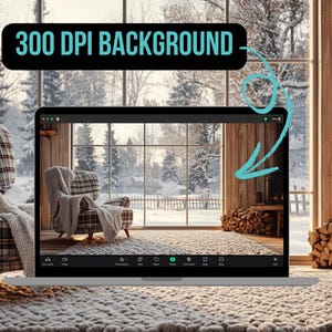 Winter Cabin Virtual Background: Cozy Home Office Backdrop (PNG Digital ...
