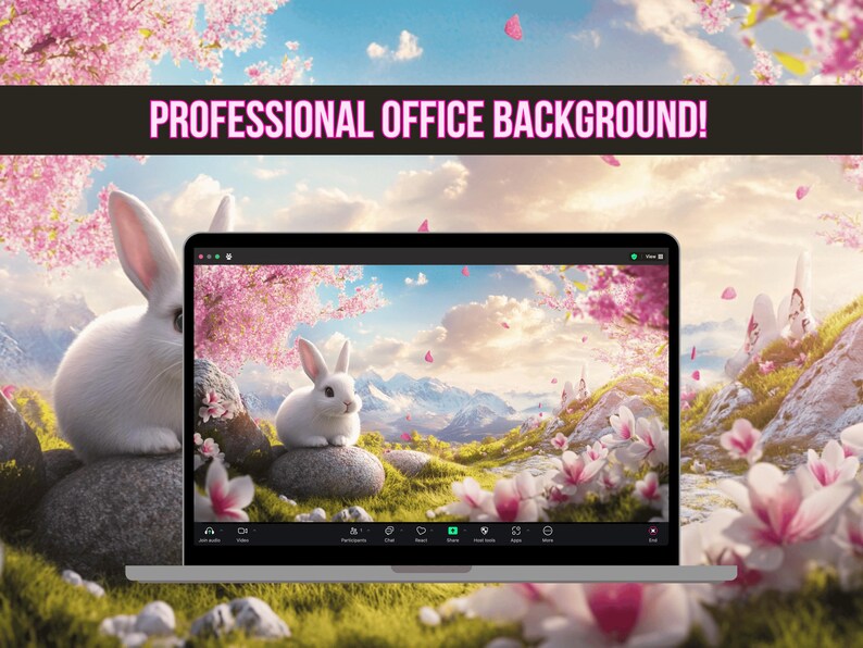 Easter Bunny Zoom Background: Spring Cherry Blossom Mountain View ...