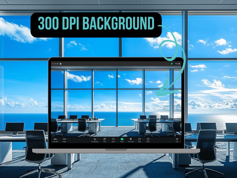 Ocean View Office Teams Background: Modern Minimalist Design (digital ...