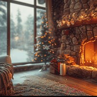Cozy Winter Cabin Zoom Background: Rustic Fireplace, Snowy Forest ...