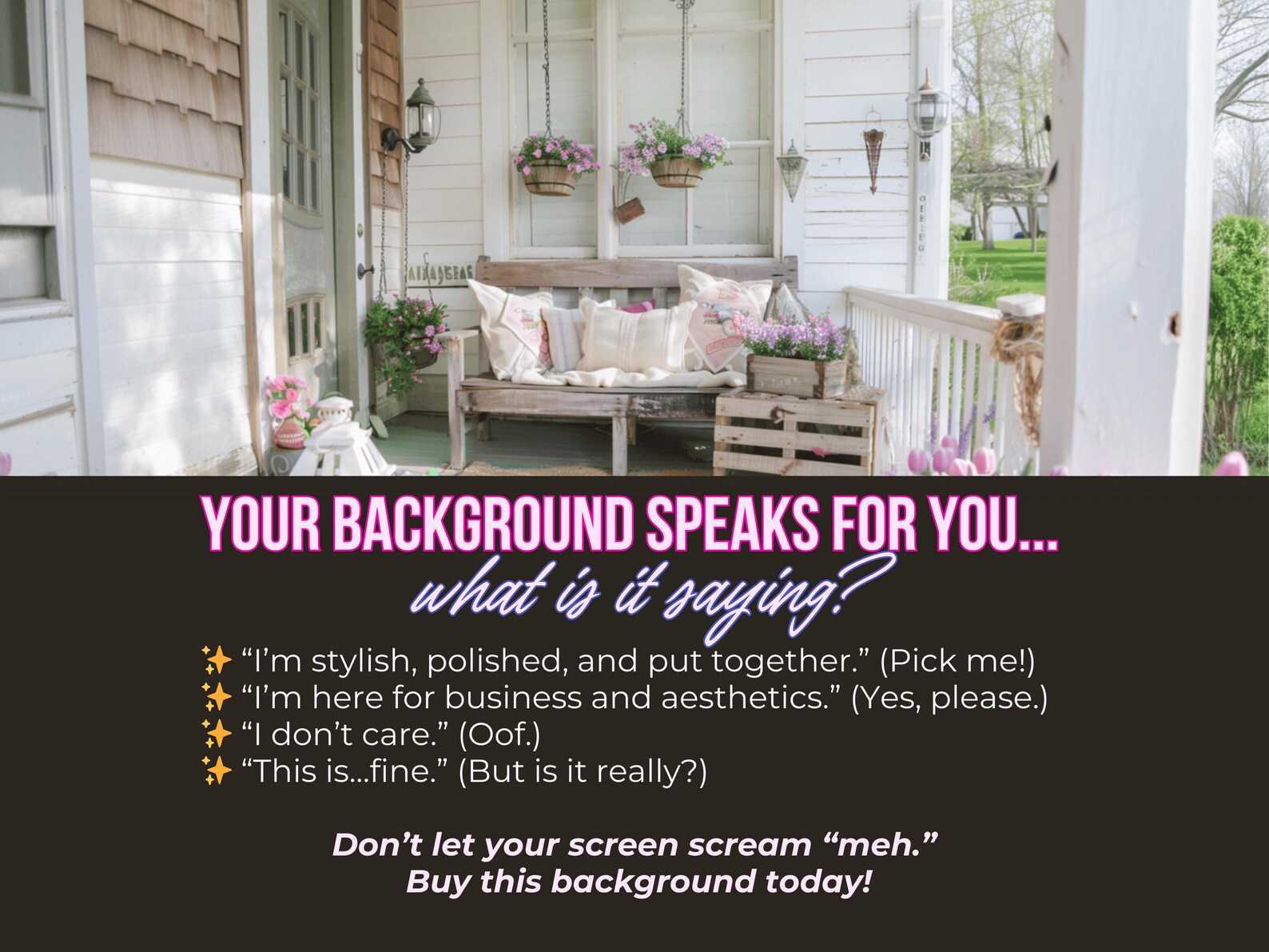 Spring Farmhouse Porch Zoom Background: Cottagecore Home Office ...