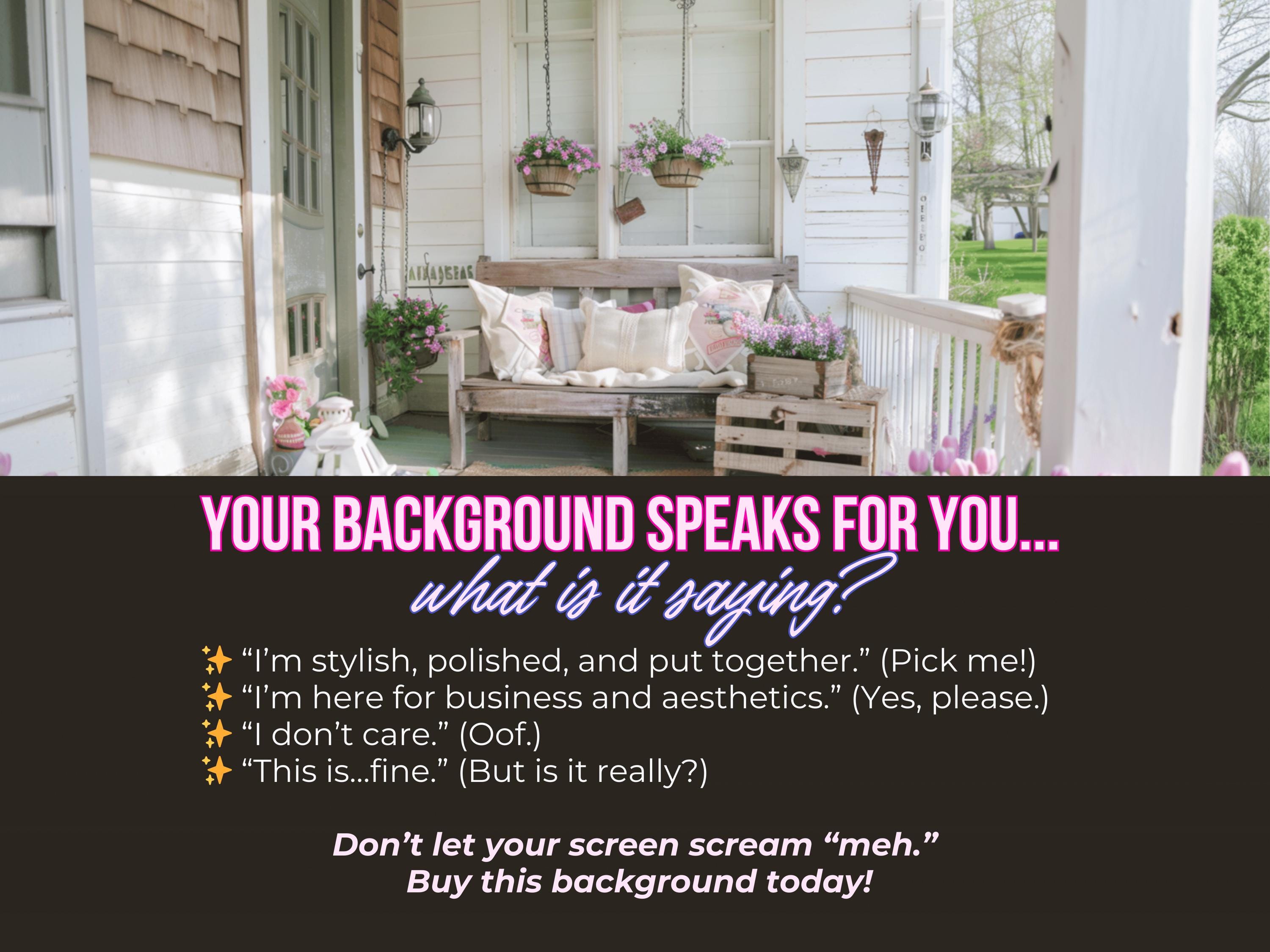 Spring Farmhouse Porch Zoom Background, Cozy Springtime Cottagecore ...