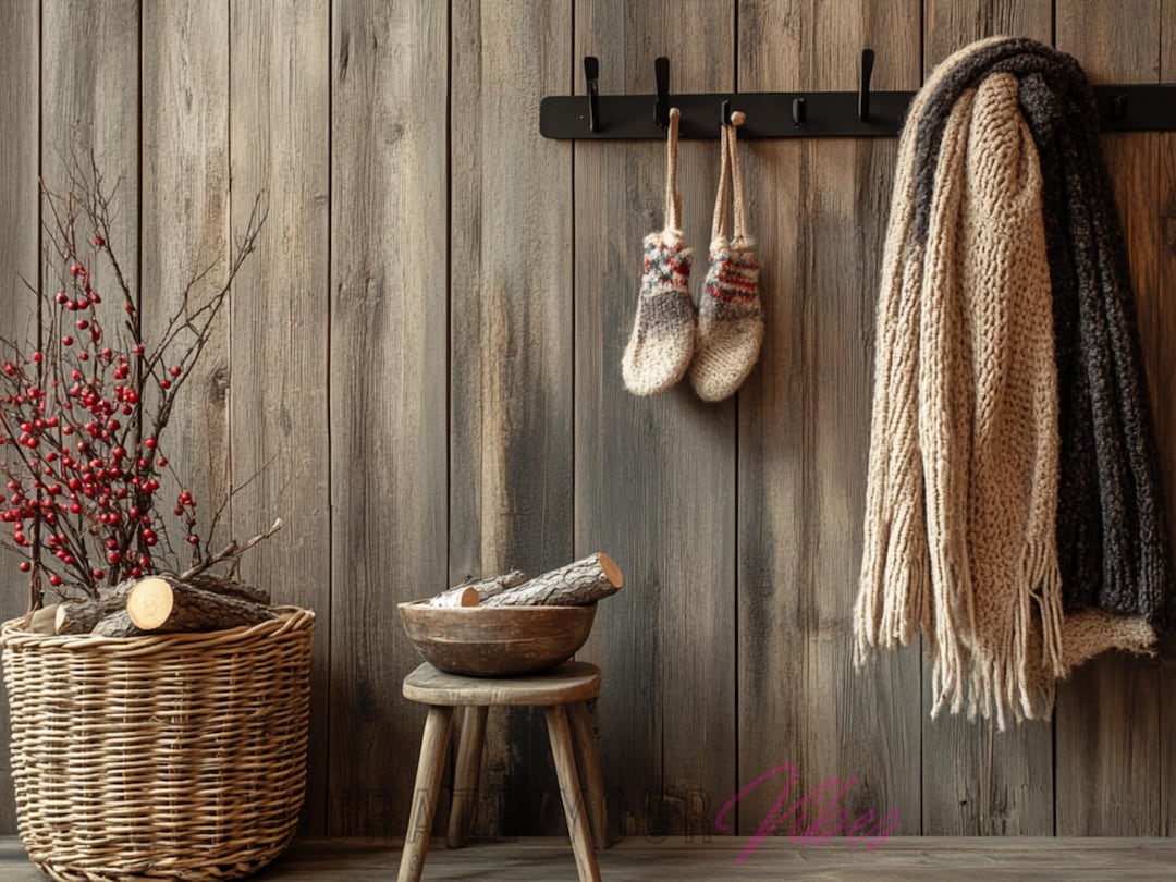 Rustic Winter Cabin Teams Background | Farmhouse Home Office Backdrop ...