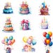 Watercolor Happy Birthday Clipart Set, Birthday Party PNG SVG, Balloons ...