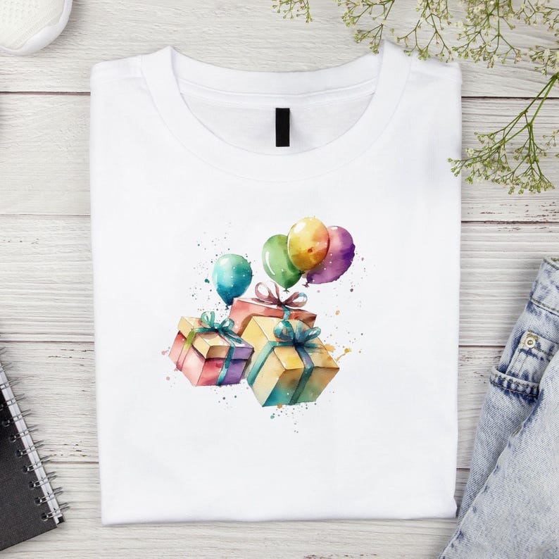 Watercolor Happy Birthday Clipart Set, Birthday Party PNG SVG, Balloons ...