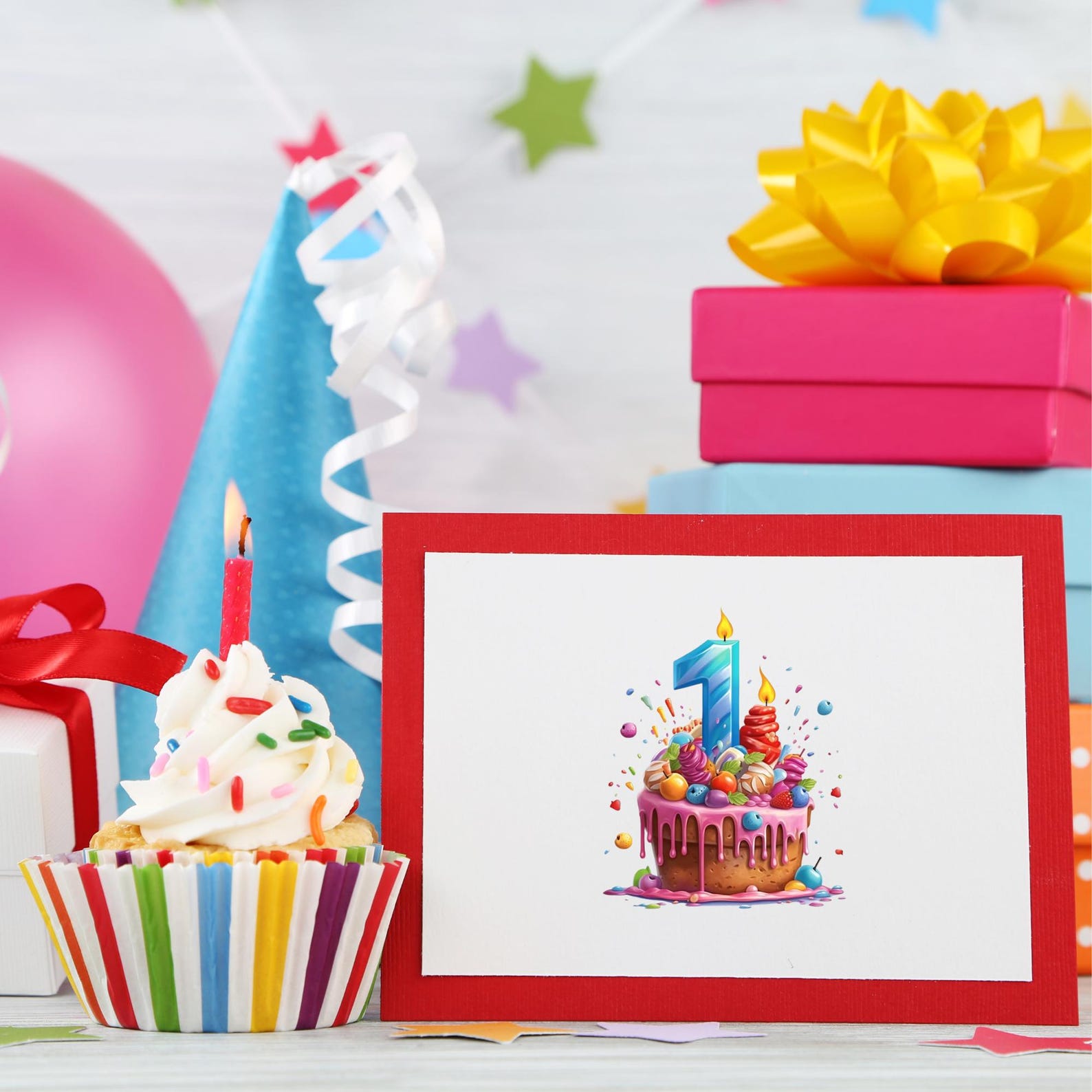 Watercolor Happy Birthday Clipart Set, Birthday Party PNG SVG, Balloons ...