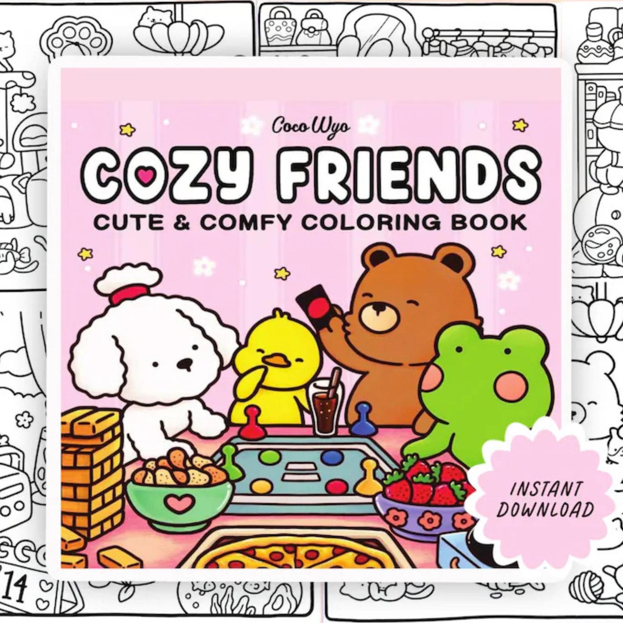 Coco Wyo Cozy Friends Coloring Book, Cute and Comfy Digital Coloring ...