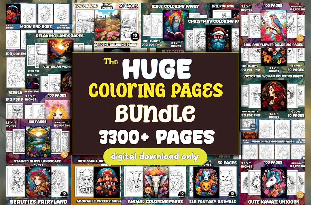3300+ Pages the Huge Coloring Pages 60+books Bundle Huge Bundle,huge ...