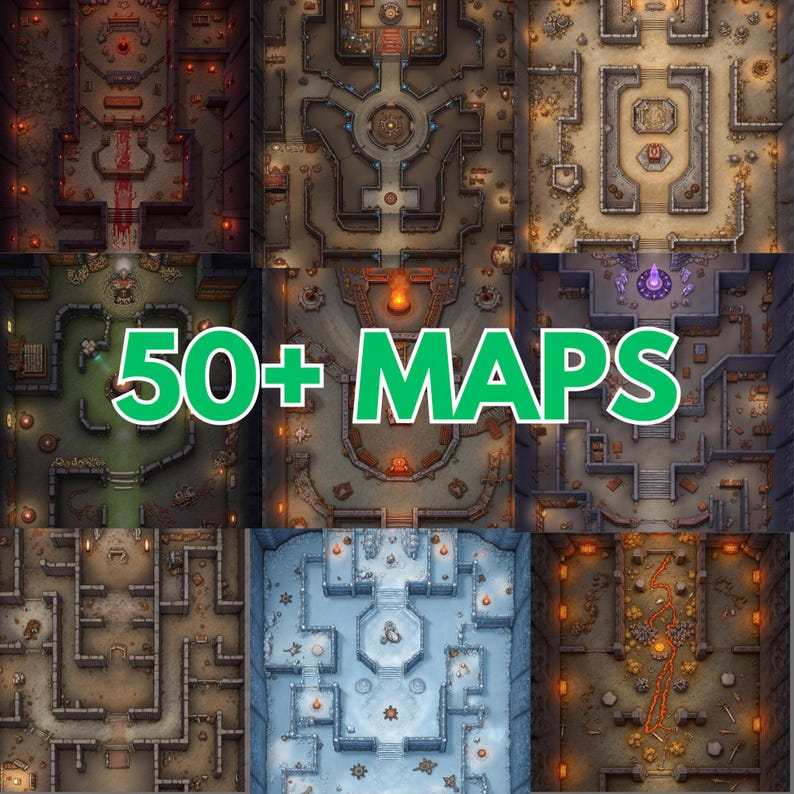 Dnd 5e Battle Maps Bundle: 60+ RPG Dungeon Maps (digital Download) - Etsy