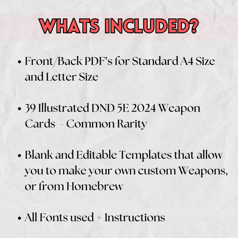 39 Dnd 5e Illustrated Weapon Cards Bundle New Digital Download 2024 ...