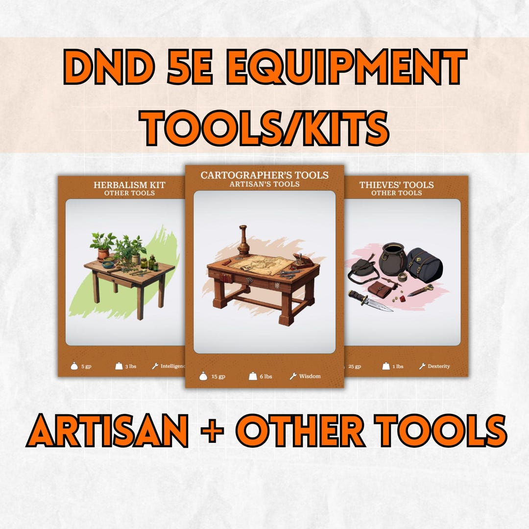 Dnd Tool Sets Equipment Cards Pack Bundle Digital Download 2024 ...