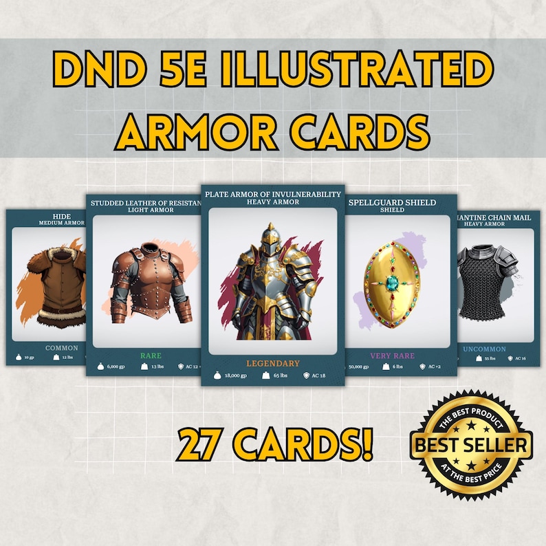 27 Dnd Illustrated Armor Cards Bundle New Digital Download 2024 ...