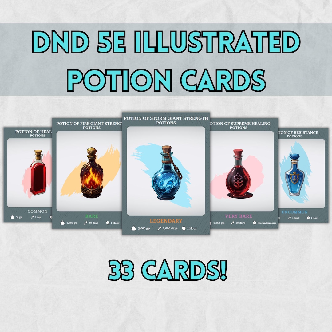 Dnd Illustrated 33 Potion Cards Bundle New Digital Download 2024 ...