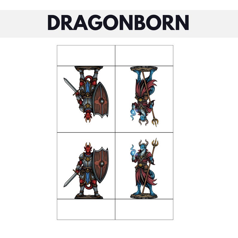 RPG Miniatures DND Printable Paper Minis Bundle Pack - 2D Characters ...