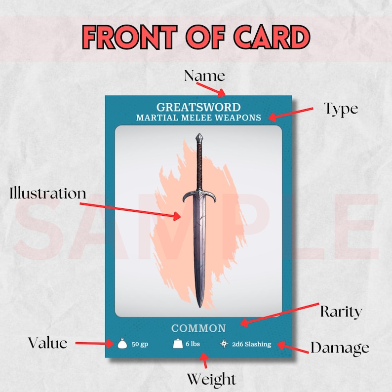 39 Dnd 5e Illustrated Weapon Cards Bundle New Digital Download 2024 ...