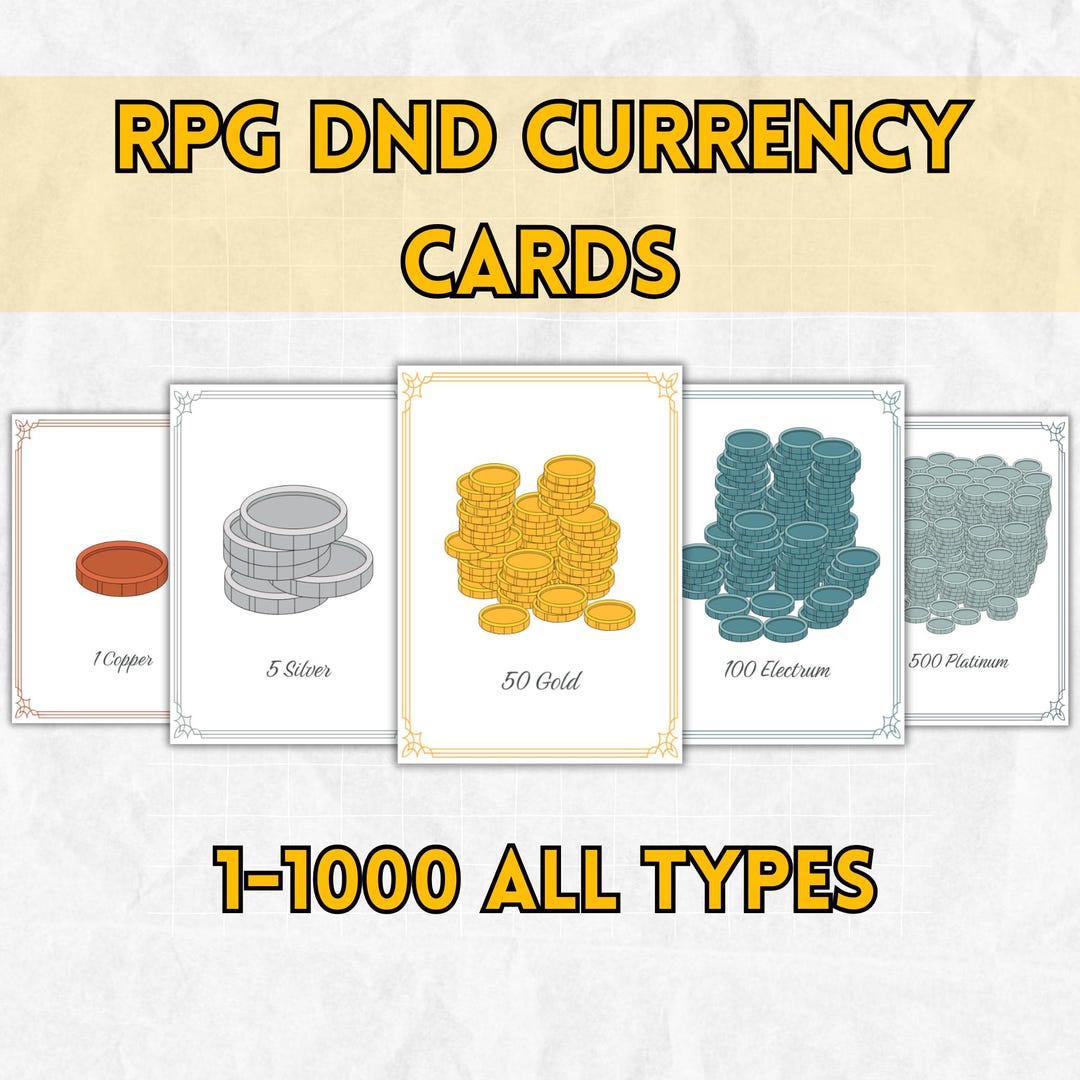 RPG Currency Coin Tokens Dnd Item Cards Bundle - RPG Dungeons and ...