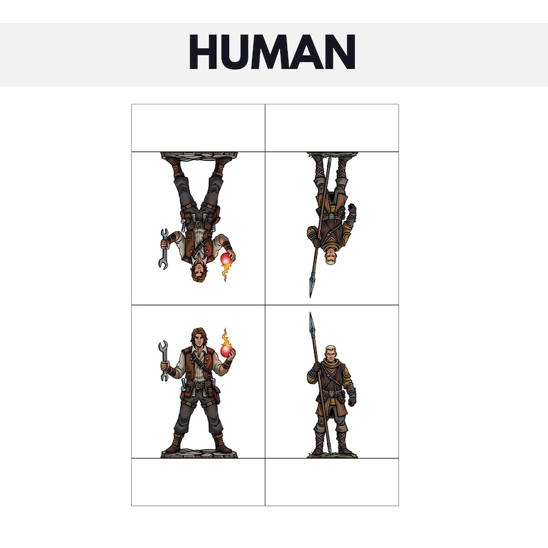 RPG Miniatures DND Printable Paper Minis Bundle Pack - 2D Characters ...