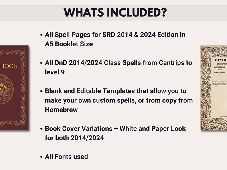 Dnd Spell Book 5e 2014 2024 Bundle Dungeons and Dragons D&D 5.5e Spell ...