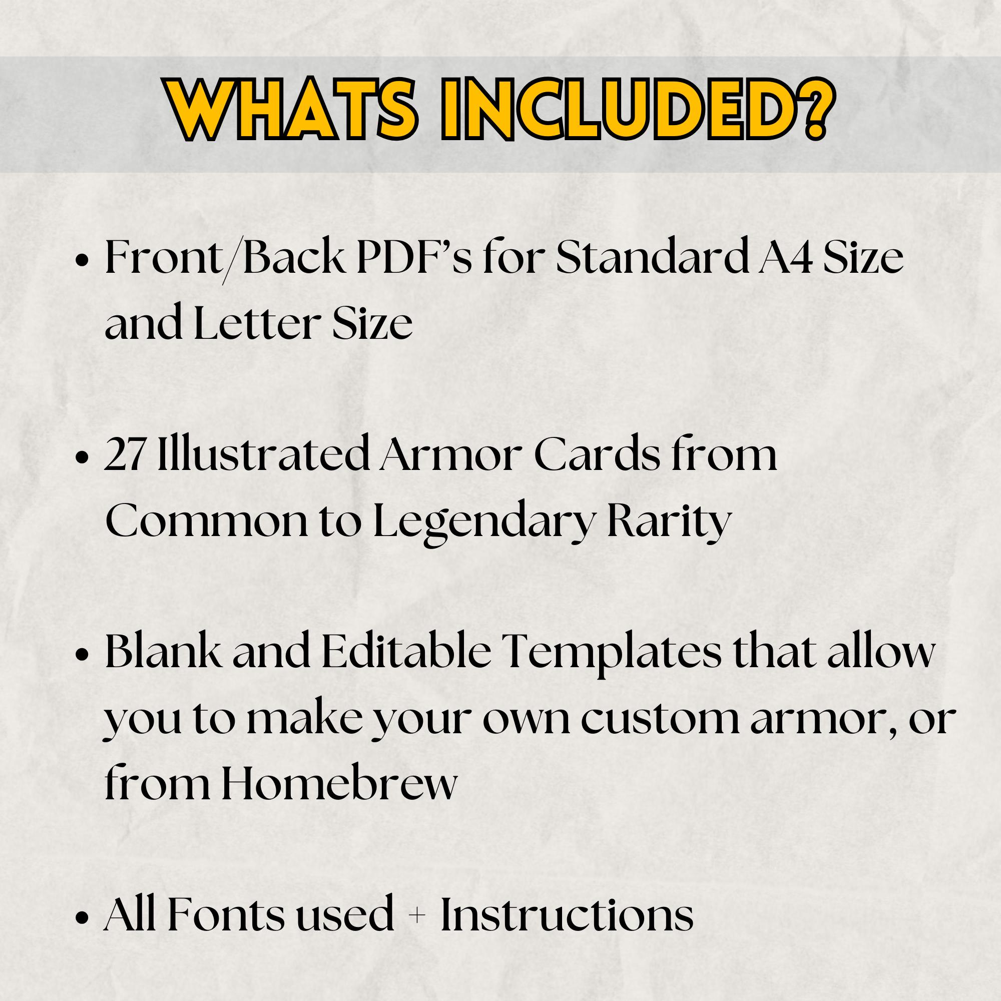 27 Dnd Illustrated Armor Cards Bundle New Digital Download 2024 ...