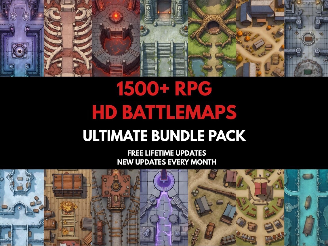1500+ RPG Dnd Battlemaps Bundle D&D 5e Digital Backgrounds Roll20 ...