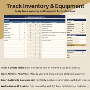 Dnd 5e Character Sheet Excel Spreadsheet Automated Spells Inventory ...
