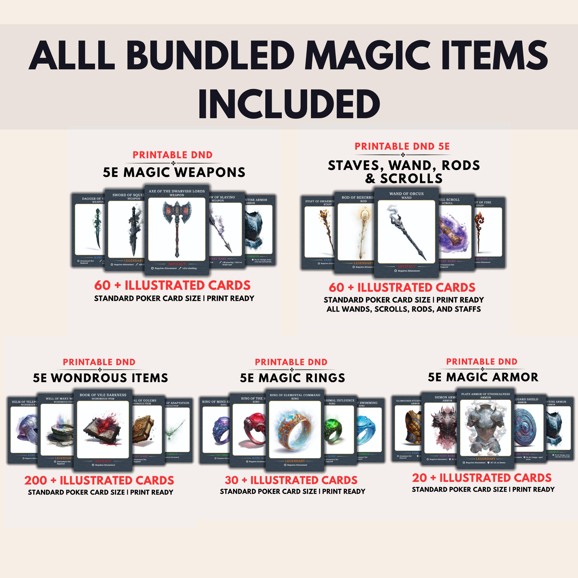 D&D 5e Magic Item Cards: 370+ Illustrated Printable Bundle Deck ...