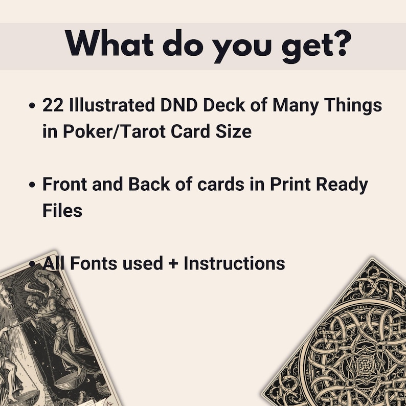 DND Deck of Many Things Dungeons and Dragons 5e Illustrated Woodcut ...