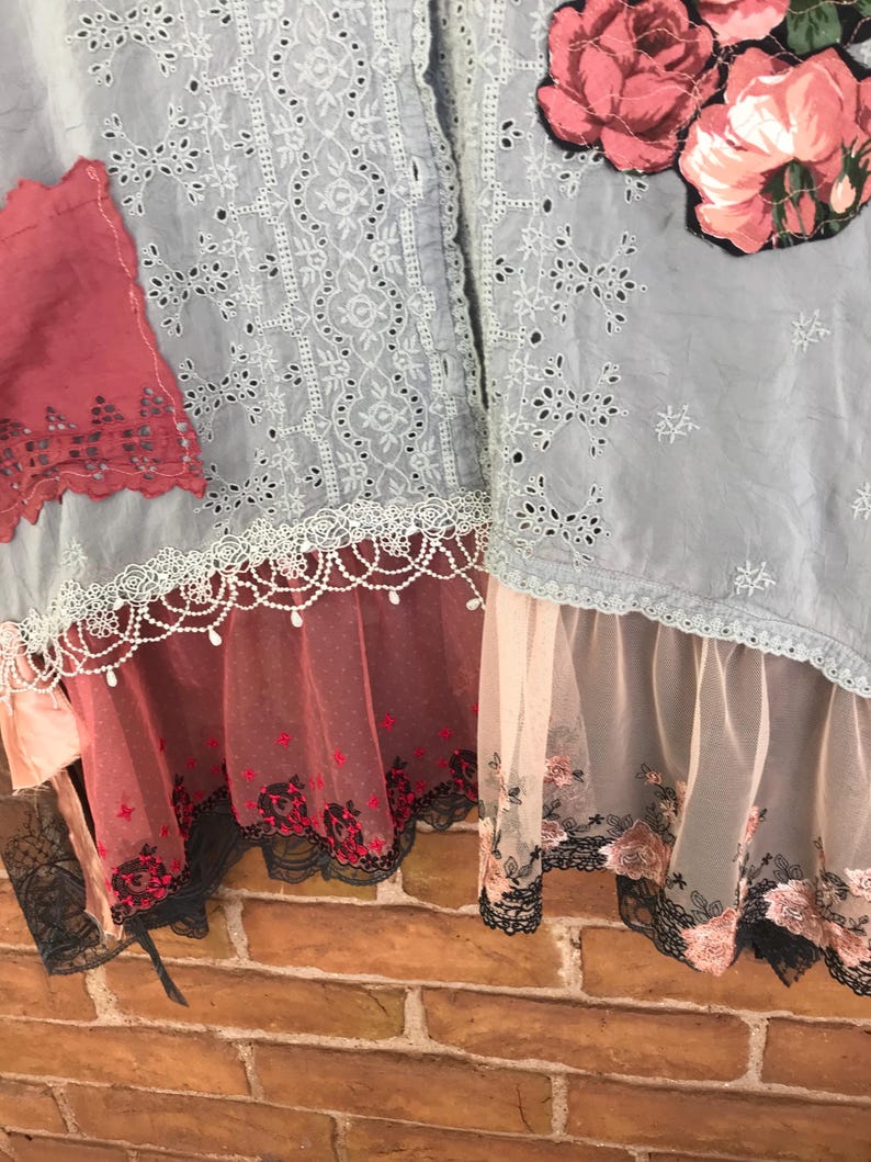 Art to Wear Paris Roses Tunic Vest Top: Reinvented Garment Rayon Size L ...