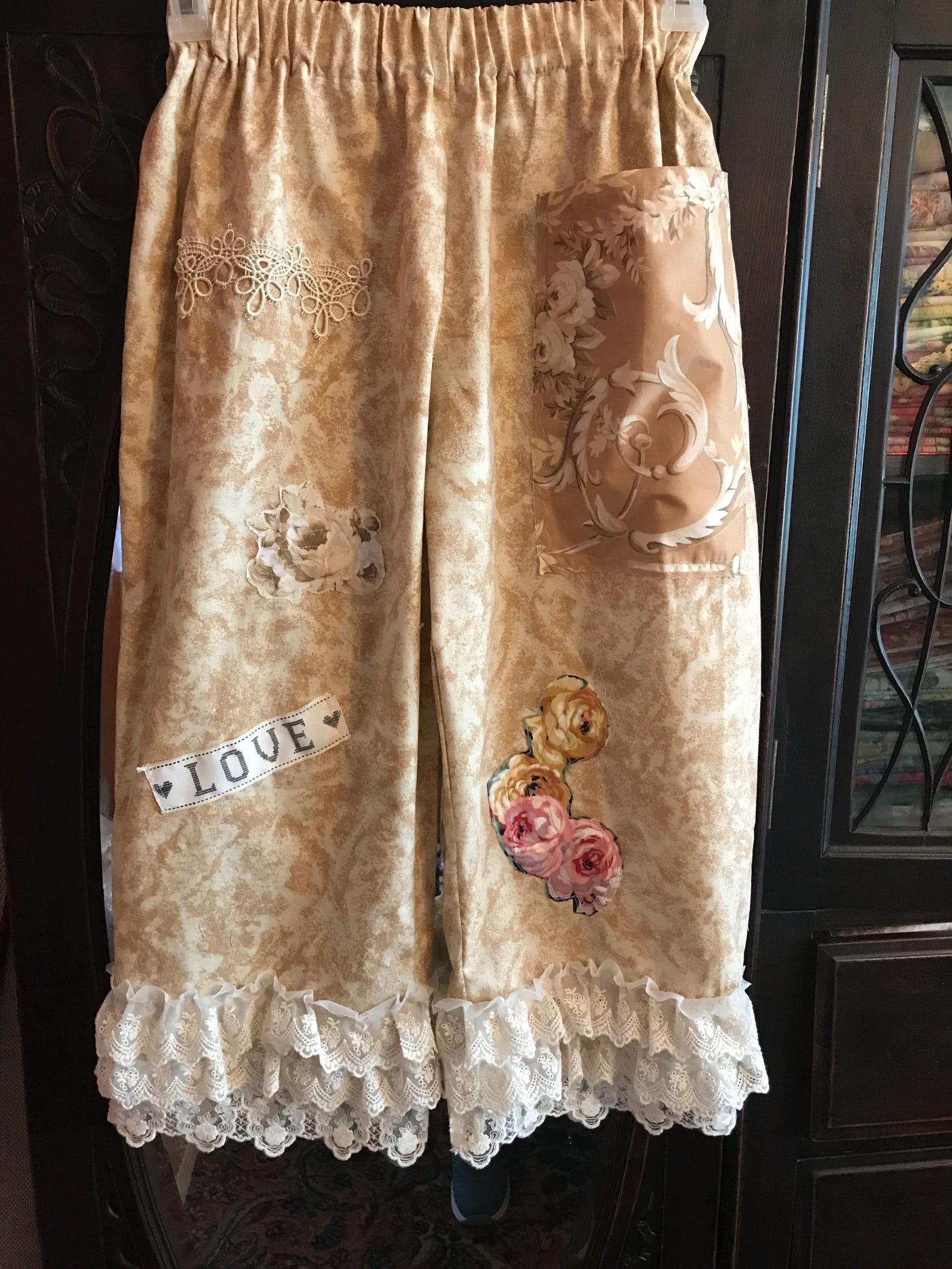 Artsy Art to Wear Womens Rose Applique Pantaloons Bloomers Unique OOAK ...
